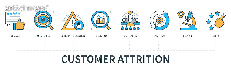 Customer attrition vector infographic in minimal flat line style 이미지 ...