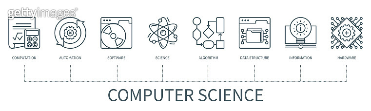 Computer science vector infographic in minimal outline style 이미지 ...
