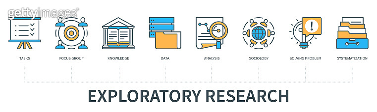 Exploratory research concept with icons in minimal flat line style 이미지 ...