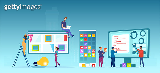 Vector Of Programmers Designing A Web And Mobile Application 이미지 1397181563 게티이미지뱅크