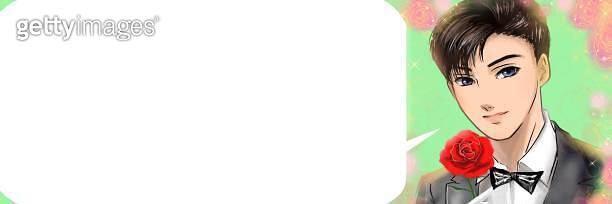 k-pop style shoujo manga illustration of a black hair handsome ...