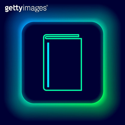 Glowing neon line Book icon isolated on black background. Colorful ...