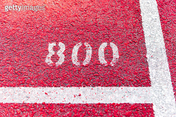 Starting white line zone for 800m, red track.World Athletics ...