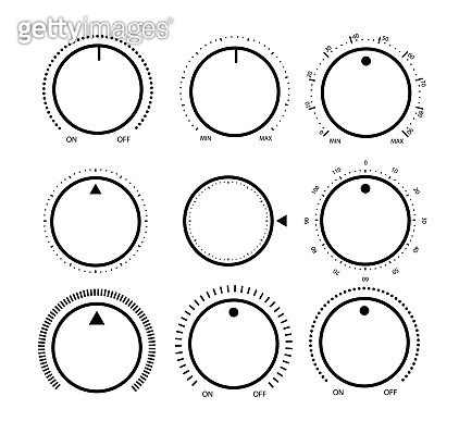 Adjustment dial. Rotary dials with round scale volume level knob and ...