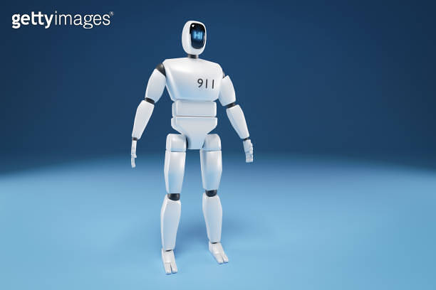 3d illustration. A robot with a monitor on its face in different angles ...