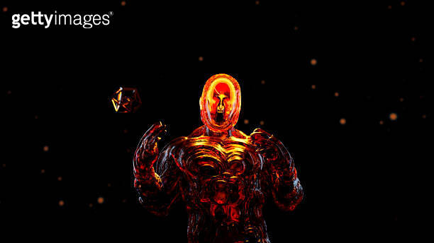 A fantastic man from another dimension, levitating geometry against ...