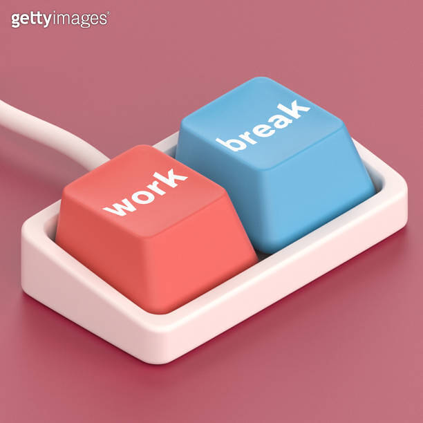 Isometric Computer Keyboard with "Work" and "Break" Keys 이미지 ...