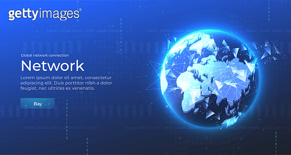 Vector. Planet Earth from space. Flickering lights of cities. Map of ...