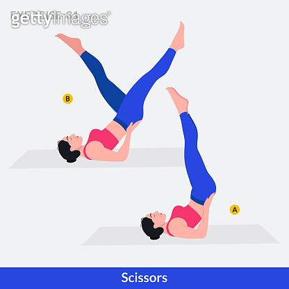 Scissors exercise, Woman workout fitness, aerobic and exercises. 이미지 ...