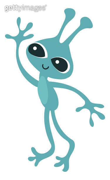 Alien character. Smiling green creature. Cartoon humanoid 이미지 ...