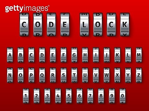 Combination lock font. Padlock safe coding numbers or letters ...