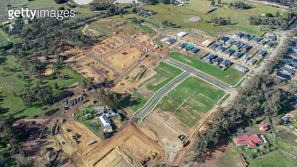 Aerial views of housing development construction 이미지 (1416779931) - 게티이미지뱅크