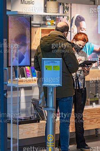 New normal retail shopping in Dublin, people in the shop, Grafton ...