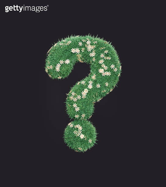 Grass question mark symbol with white color flowers on it. Eco question ...