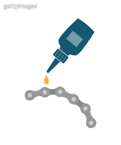 Lubricating bicycle chain. Bike chain lube vector illustration. 이미지 ...