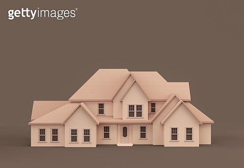 Monochrome single house, miniature house model flat and solid brown ...