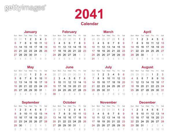 Calendar year 2041. Twelve months calendar template. 이미지 (1369463391 ...