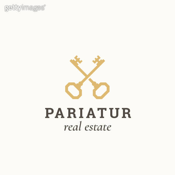 Real Estate Keys. Abstract Vector Sign, Symbol, Label Template. Crossed ...