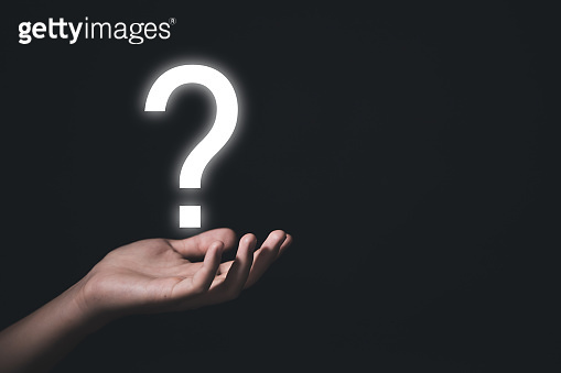 hand showing a question mark on a black background. 이미지 (1447946487 ...