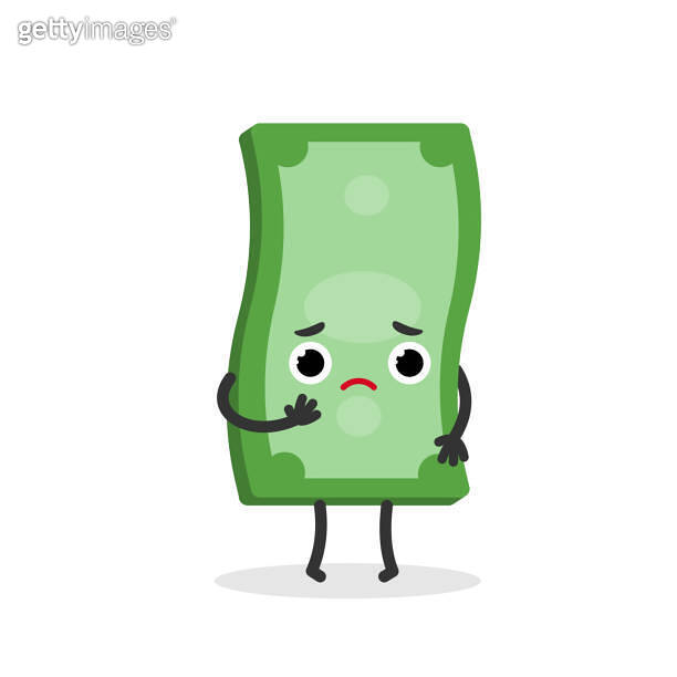 Sad money banknote. Vector flat cartoon character illustration ...