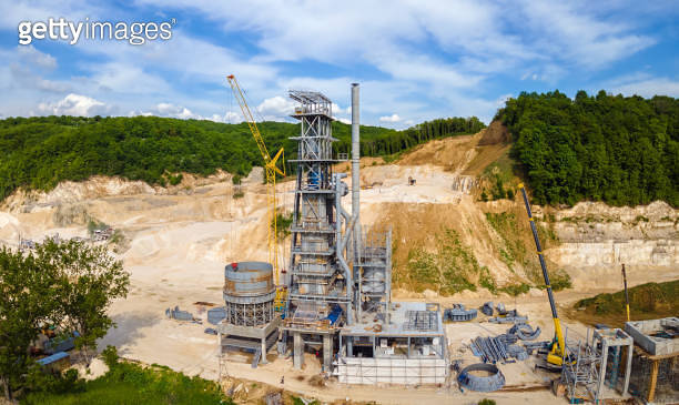 Cement factory at open pit mining of construction sand stone materials ...