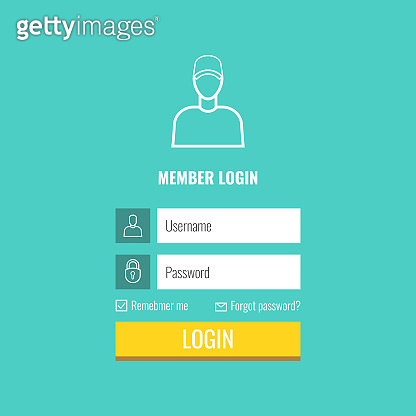 Login form menu with simple line icons. Gradient background. Website ...