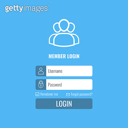 Login form menu with simple line icons. Gradient background. Website ...