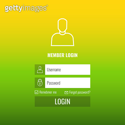 Login form menu with simple line icons. Gradient background. Website ...