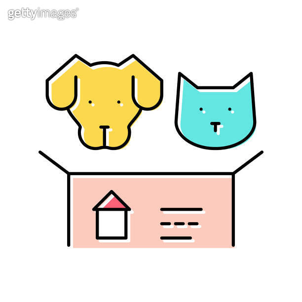 dog and cat looking new house color icon vector illustration 이미지 ...