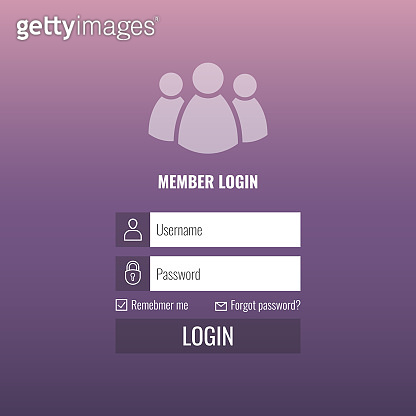 Login form menu with simple line icons. Gradient background. Website ...