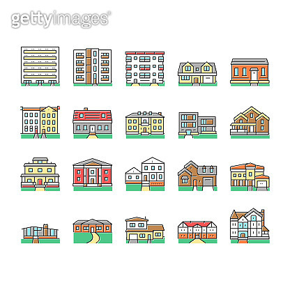 House Architectural Exterior Icons Set Vector . 이미지 (1372106161) - 게티이미지뱅크