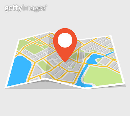 City map with navigation. Finding the way concept. Vector illustration ...