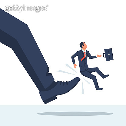 Being kicked out. Removing employee.Vector Flat. (1384849402) - 게티이미지뱅크