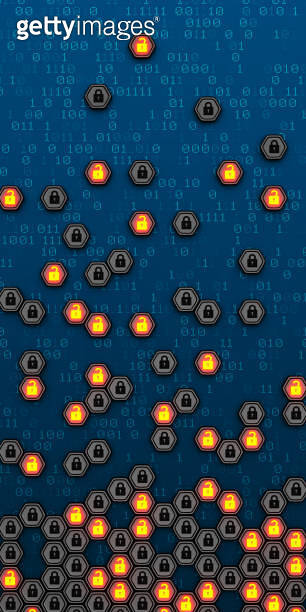 Encryption your data. Binary code and digital Lock. Hacker attack and data breach. Big data with ...