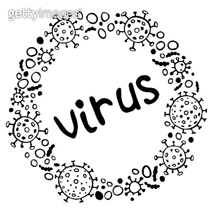 Background, frame, border from molecules, cells of virus, bacteria with ...