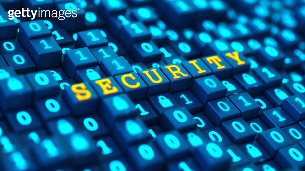 Security and binary code. Big data with binary computer code. Hacker attack and data breach ...