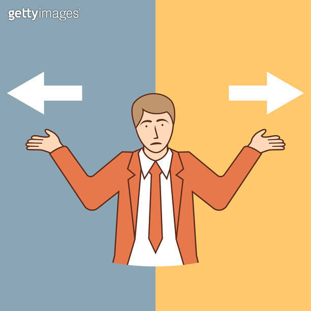 Man doubts. Making decision concept. Decide direction. Vector 이미지 ...