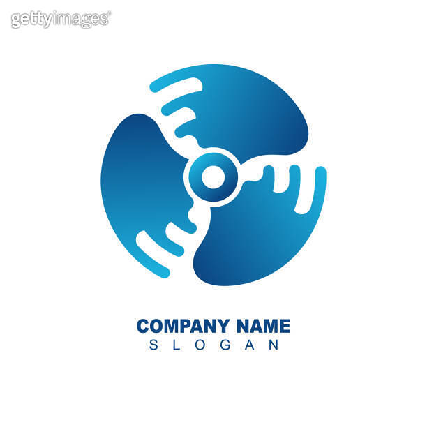 Fan icon. Colorful Fan logo. Sign air conditioning. Template abstract ...
