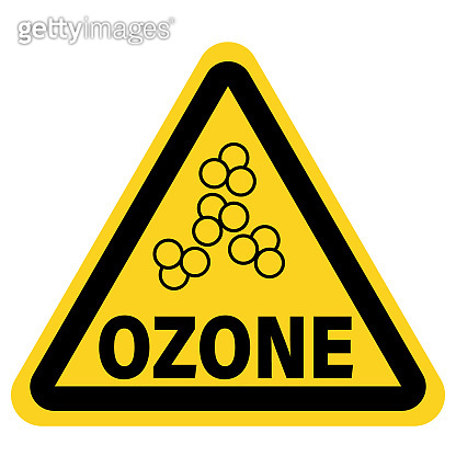 Ozone in use, warning yellow triangle sign 이미지 (1399129527) - 게티이미지뱅크