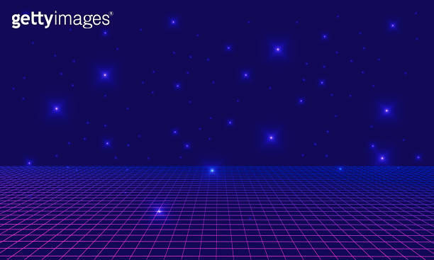 Digital cyber surface with stars, spider web design. vector ...