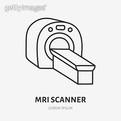 Mri scanner doodle line icon. Vector thin outline illustration of ...