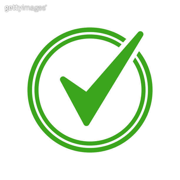 Valid Seal icon. Green circle with green tick. Flat OK sticker icon ...