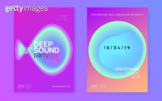 Neon Event. Wavy Art For Cover. Disco And Show Template. Linear Trance ...