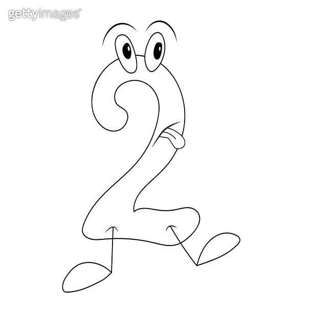 cartoon number two, funny numbers for coloring children's design ...