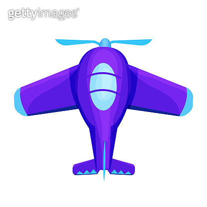 Cute plane, airplane model in cartoon style with propeller top view ...