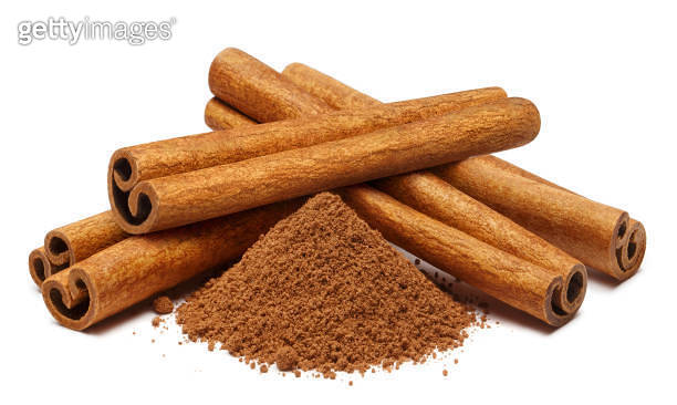 Group of delicious cinnamon sticks and powder on white 이미지 (1366662581 ...