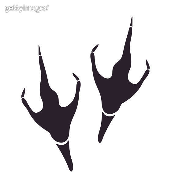 Velociraptor dinosaur footprint vector. Paleontology, history vintage ...