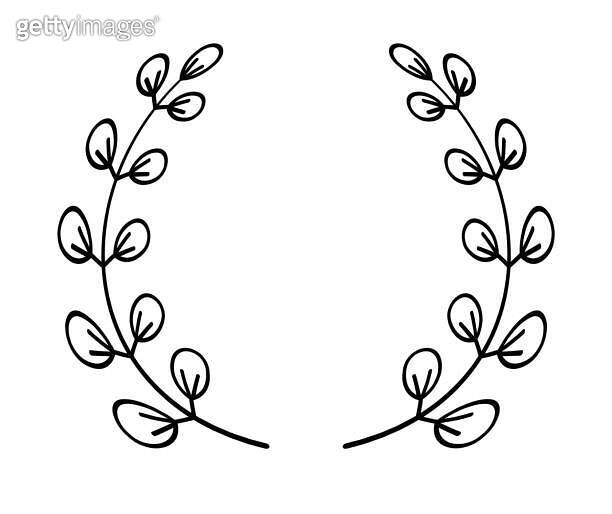 Laurels round border vector in simple line style. Linear circle laurel ...