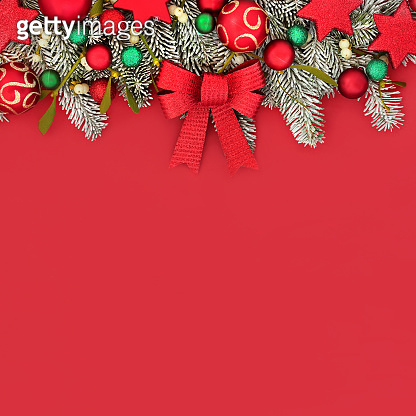 Traditional Christmas Festive Fun Red Background Border 이미지 (1421987435 ...