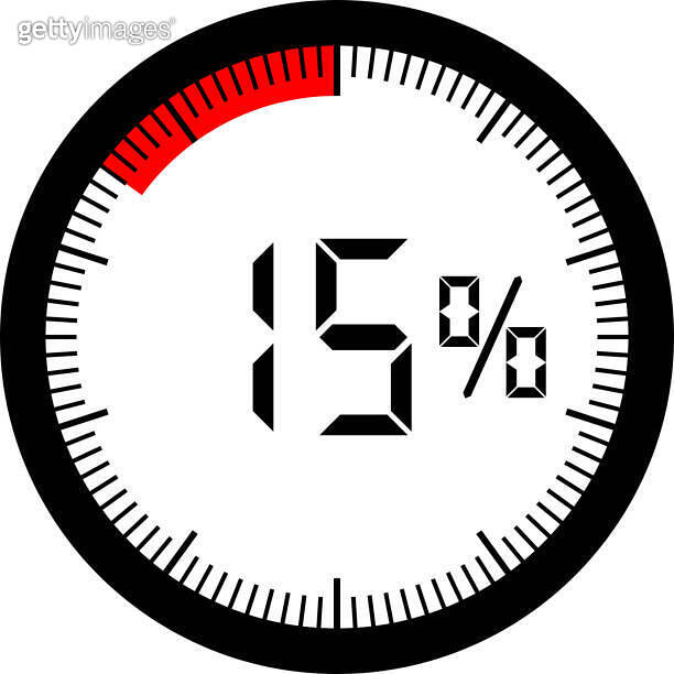 15 Percentage with Digital Numbers and Round Pie Chart. Economy, health ...